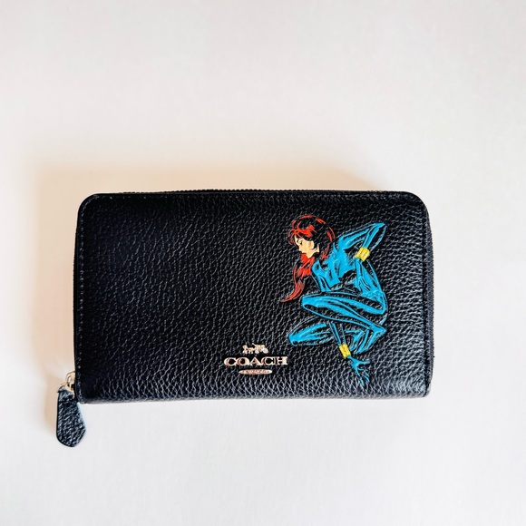 Coach | Bags | Coach Marvel Medium Zip Around Black Leather Wallet With ...